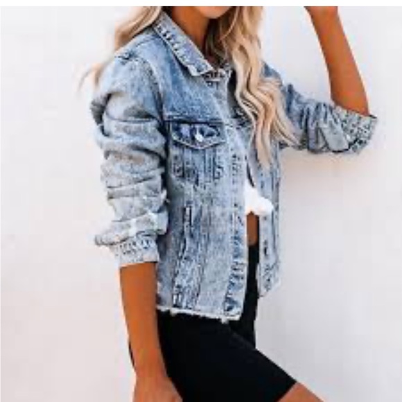 Angie | Jackets & Coats | Angie Vintage Style Acid Wash Jean Jacket ...